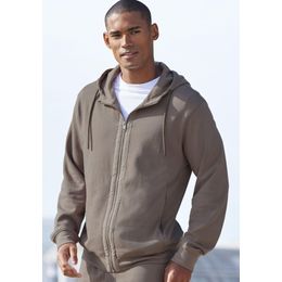 Herren Kapuzensweatjacke, braun, Gr. S, AUTHENTIC LE JOGGER, unifarben, Sweatware, Obermaterial: 60% Baumwolle, 40% Polyester, Sweatjacken,