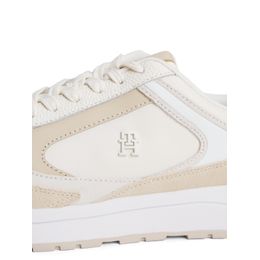 Tommy Hilfiger Damen Keilsneaker "CASUAL FASHION RUNNER LTR", Gr. 40, beige, Nappaleder, Schuhe, Freizeitschuh, Halbschuh, Schn&uuml;rschuh mit