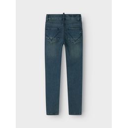 name it Jungen Slim-fit-Jeans "NKMTHEO XSLIM JEANS", blau, Gr. 140, Abriebeffekte, Denim/Jeans, Obermaterial: 41% Viskose, 31% Baumwolle, 25%