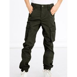 name it M&auml;dchen Cargohose "NKMRYAN &ndash; f&uuml;r Jungen mit verstellbarem Bund und Stretchkomfort", gr&uuml;n, Gr. 170, unifarben, Twill, Obermaterial: 98%