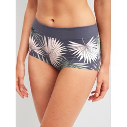 Calida Damen Panty "Elastic Trend", Gr. XS, grau, Single Jersey, Obermaterial: 94% Baumwolle, 6% Elasthan, Unterhosen, mit floralem Print