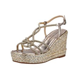 Alma en Pena Damen Keilsandalette "Alma en Pena Sandalen Textil", Gr. 41bronze, Textil, Schuhe