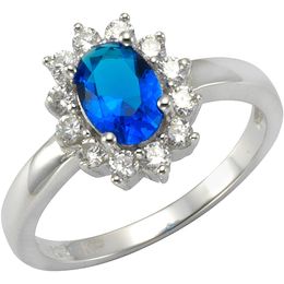 Firetti Damen Silberring "Schmuck Geschenk Silber 925 Fingerring Damenring Entourage", 62, Silber 925 (Sterlingsilber), 2,2mm, blau, Silber 925