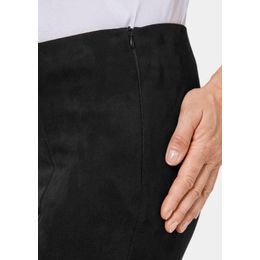GOLDNER Damen 2-in-1-Hose "Moderne Leggings in trendigem Velourslederimitat", schwarz, Gr. 46, Obermaterial: 92% Polyester PES. 8% Elasthan EL.,