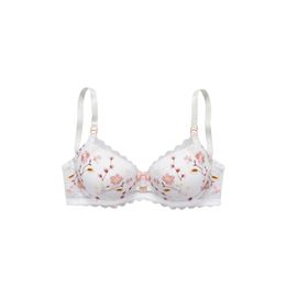 Lascana Damen Schalen-BH, Gr. 100wei&szlig;, rosenholz, Spitze, Obermaterial: 88% Polyamid, 12% Elasthan, BHs, mit B&uuml;gel aus zarter Blumen-Stickereispitze,