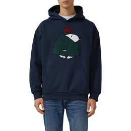 Hoodie s.Oliver, Herren, Gr. 3XL, navy, Web, Obermaterial: 60% Baumwolle, 40% Polyester, bestickt, regular fit normal, ohne Ausschnitt, Rippb&uuml;ndchen, Sweatshirts Hoodie, mit Peanuts-Artwork