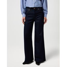 Schlagjeans Wrangler "W-CANYO", Damen, Gr. 26, L&auml;nge 30, blau (denim lines), Denim/Jeans, Obermaterial: 56% Baumwolle, 25% Polyester, 13% Lyocell, 5% Elastomultiester, 1% Elasthan, loose fit lang, Jeans, Bequeme Loose fit