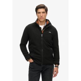 Superdry Herren Fleecejacke "POLAR FLEECE FULL ZIP", schwarz, Gr. S, unifarben, Fleece, Obermaterial: 100% Polyester, Jacken, mit Markenlabel, aus