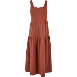 Shirtkleid Urban Classics "Urban Classics Damen Ladies 7/8 Length Valance Summer Dress", Damen, Gr. L, US-Gr&ouml;&szlig;en, terracotta, 100% Baumwolle, unifarben, relaxed fit, eckiger Ausschnitt, Kleider Shirtkleid