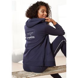 Kangaroos Damen Sweatjacke, Gr. 48, blau, Interlock, Obermaterial: 60% Baumwolle, 40% Polyester, unifarben, Basic, Sweatjacken, mit gro&szlig;em Logodruck