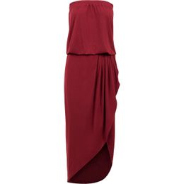 Shirtkleid Urban Classics "Urban Classics Damen Ladies Viscose Bandeau Dress", Damen, Gr. 4XL, US-Gr&ouml;&szlig;en, burgundy, 95% Viskose, 5% Elasthan, unifarben, loose fit, Kleider Shirtkleid