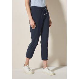 Cecil Damen Jogger Pants, blau, Gr. L, unifarben, Web, 66% Baumwolle, 30% Polyester, 4% Elasthan, Hosen, Elastikbund mit Tunnelzug