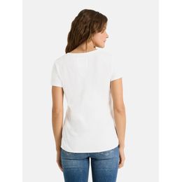 LIEBLINGSST&Uuml;CK LIEBLINGSST&Uuml;CK Damen T-Shirt "CiaEp"sanftes wei&szlig;, Gr. XS, unifarben, Jersey, Obermaterial: 100% Baumwolle, Shirts, mit Logo-Print