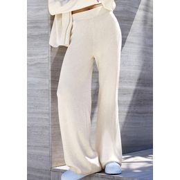 Damen Strickhose, Copenhagen Studios, Gr. 36creme, Rippstrick, Obermaterial: 50% Viskose, 28% Polyester, 22% Nylon, unifarben, Hosen, aus