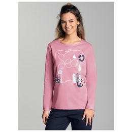 TRIGEMA Damen Schlafanzug "TRIGEMA Pyjama Oberteil mit maritimem Printmotiv", lila, Gr. XL, Single Jersey, 100% Baumwolle, Homewear-Sets