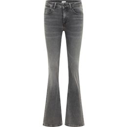 Mustang Damen Bootcut-Jeans "Damen Style Shelby Slim Boot", grau, Gr. 24, unifarben, Denim/Jeans, 79% Baumwolle, 9% Elastomultiester, 9% Lyocell, 3%