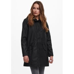 Only Damen Funktionsmantel "ONLSALLY RAINCOAT OTW NOOS", schwarz, Gr. M, leicht gl&auml;nzend, unifarben, Web, Obermaterial: 100% Polyester, M&auml;ntel, mit