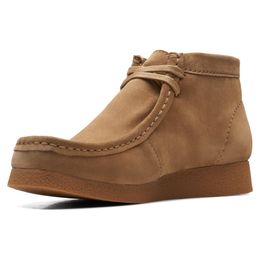 Clarks Herren Schn&uuml;rboots "Wallabee", Gr. 46, beige, Veloursleder, Schuhe, Desert Boots, High Top Sneaker mit Wechselfu&szlig;bett