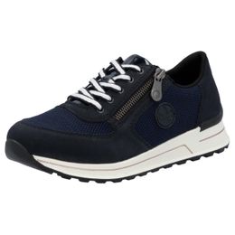 Rieker Damen Sneaker, Gr. 41, blau, Lederimitat, Textil, Schuhe, Freizeitschuh, Halbschuh, Schn&uuml;rschuh im Materialmix