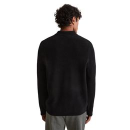 Marc O'Polo Herren Polokragenpullover "relaxed fit mit Flachstrickkragen und Knopfleiste", schwarz, Gr. M, MARC O'POLO DENIM, Strick, Obermaterial: 55% Polyamid,