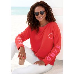 ELBSAND Damen Sweatshirt "Anvor", rot, Gr. L, unifarben, angeraute Sweatware, Obermaterial: 95% Baumwolle, 5% Elasthan, Sweatshirts, mit Logoprints