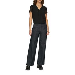 Damen Shirtbluse, schwarz, Gr. 38, s.Oliver BLACK LABEL, unifarben, Web, Obermaterial: 100% Polyester, Blusen, in Doppel-Layer-Optik und mit