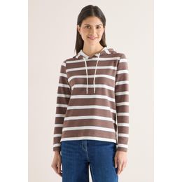Langarmshirt Cecil, Damen, Gr. XL (44), urban taupe, Web, 48% Baumwolle, 48% Modal, 4% Elasthan, gestreift, comfort fit normal, Rundhals, B&uuml;ndchen, Shirts Langarmshirt, mit Kapuze