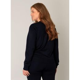 Damen Cardigan "BAS-YVONNE", blau, Gr. 44, Base Level Curvy, unifarben, Feinstrick, Obermaterial: 80% Viskose, 20% Polyamid, Strickjacken, mit
