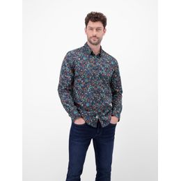 Lerros Herren Langarmhemdclassic navy, Gr. XL, bedruckt, gebl&uuml;mt, Web, Obermaterial: 97% Baumwolle, 3% Elasthan, Hemden, mit Allover-Print, gebl&uuml;mt