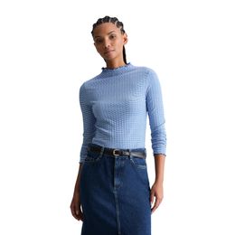 Marc O'Polo Langarmshirt MARC O'POLO DENIM "aus Bio-Baumwoll-Mix", Damen, Gr. L, medium blau, Obermaterial: 96% Baumwolle, 4% Elasthan, unifarben, Basic, slim fit, Babylock, Shirts Langarmshirt