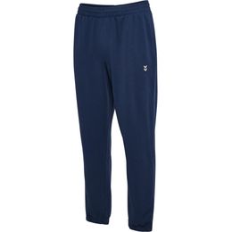 Hummel Herren Jogginghose "HMLPULSE SWEAT PANTS", blau, Gr. XL, Obermaterial: 60% Baumwolle, 40% Polyester, Hosen, mit gesticktem Chevron-Logo, aus