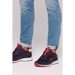 CAMP DAVID Damen Sneaker, Gr. 45blau, Glattleder, Synthetik, Textil, Veloursleder, Strukturmuster, Schuhe, mit reflektierendem Logo