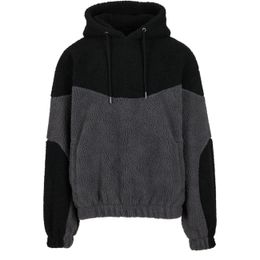 Urban Classics Herren Kapuzensweatshirt "Urban Classics Weavy Colorblock Teddy Hoodie"magnet, schwarz, Gr. S, unifarben, 100% Polyester, Sweatshirts