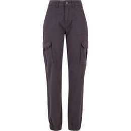Urban Classics Damen Stoffhose "Urban Classics Damen Ladies Cotton Twill Utility Pants"schwarz stone, Gr. 34, unifarben, 98% Baumwolle, 2% Elasthan,
