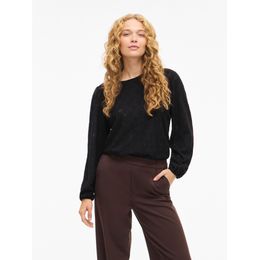 Vila Damen Langarmshirt "VIASTA O-NECK L/S TOP - NOOS"schwarz beauty, Gr. XXL, unifarben, Jersey, Obermaterial: 77% Polyester, 18% Viskose, 5%