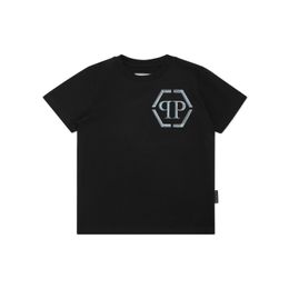 Philipp Plein Jungen T-Shirt "Hexagon"0222, schwarz, turquoise, Gr. 16, Obermaterial: 100% Baumwolle, Shirts