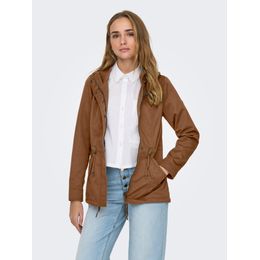 Only Damen Parka "ONLLORCA LIFE CANVAS PARKA CC OTW", braun, Gr. XS, unifarben, Web, Obermaterial: 80% Polyester, 20% Baumwolle, Jacken, mit
