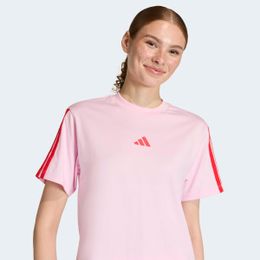 Damen T-Shirt "W 3S SJ T B"clear pink, pure ruby, Gr. XS, adidas Sportswear, Obermaterial: 100% Baumwolle, Shirts, klassische 3-Streifen an den