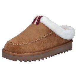Rieker Damen Pl&uuml;sch Hausschuhe, Gr. 37nussbraun, sanftes wei&szlig;, Textil, Veloursleder, ethno, Schuhe, Pantoffel, Wohlf&uuml;hlschuh, Homeslipper mit