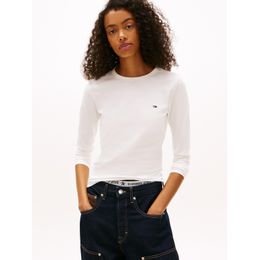 Tommy Jeans Damen Langarmshirt "TJW SLIM JERSEY LS TEE"ecru, Gr. XS, Single Jersey, Obermaterial: 95% Baumwolle, 5% Elasthan, Shirts