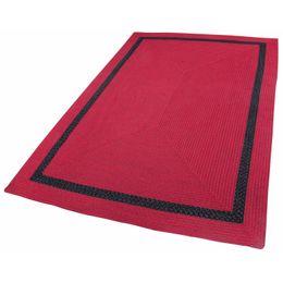 Teppich Gino Falcone, B:160cm H:6mm L:230cm, rot, Kunstfaser, Wohnzimmer, Teppiche, "Benito", Flachgewebe, Uni Farben, mit Bord&uuml;re, In- und Outdoor