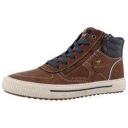 Mustang Shoes Herren Sneaker "Masha", Gr. 47, braun, Lederimitat, Basic, Schuhe, High Top Sneaker, Schn&uuml;rboots mit Rei&szlig;verschluss