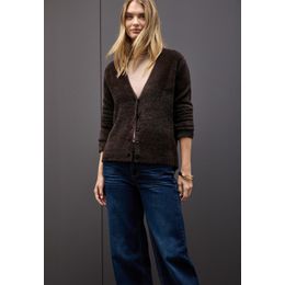 Street One Damen Cardigan, braun, Gr. 38, unifarben, Strick, Obermaterial: 78% Polyamid, 12% Polyacryl, 10% Baumwolle, Strickjacken, mit V-Ausschnitt
