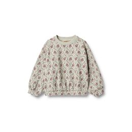 Wheat M&auml;dchen Sweater "Wheat Sweatshirt L/S Lia"slightly gr&uuml;n flowers, Gr. 98, 95% Baumwolle (Bio), 5% Elasthan, Sweatshirts