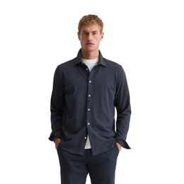 Marc O'Polo MARC O'POLO Herren Langarmhemd "regular fit aus reiner Bio-Baumwolle"schwarz navy, Gr. M, Jersey, Obermaterial: 100% Baumwolle, Hemden, Jerseyhemd