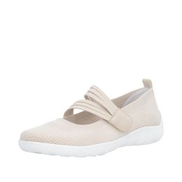 Remonte Damen Riemchenballerina, Gr. 39hellbeige, Textil, unifarben, Schuhe, Slipper, Schlupfschuh, Sommerschuh, Klettschuh mit Softfu&szlig;bett