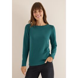 Cecil Damen Langarmshirtschwarz sea gr&uuml;n, Gr. XL, unifarben, Web, 100% Baumwolle, Shirts, aus reiner Baumwolle
