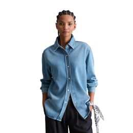 Marc O'Polo Langarmbluse MARC O'POLO DENIM "aus Lyocell-Mix ohne Stretch", Damen, Gr. L, light blau, Obermaterial: 80% Lyocell, 20% Baumwolle, unifarben, oversize normal, Manschette, Blusen