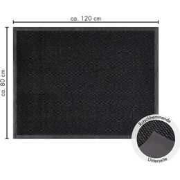 Fu&szlig;matte ANDIAMO, B:80cm H:5mm L:120cm, grau, Kunstfaser, Au&szlig;enbereich, Teppiche, "Easy, Made in Netherlands", Schmutzfangmatte, rutschhemmend,