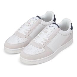 Marc O'Polo Sneaker MARC O'POLO "Vincenzo", Damen, Gr. 42, wei&szlig;, navy, Glattleder, Veloursleder, kontrastfarbene Details, Schuhe Sneaker, Schn&uuml;rschuh, Halbschuh, Freizeitsneaker mit Memory Foam